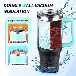GUDEMAO 40 oz Tumbler with Handle, Insulated Tumbler with Lid and Straw, Reusable Stainless Steel Vacuum Insulated Cup, Leak Proof Thermal Travel Coffee Mug Cup for Cold and Hot (Dark Color,2Pack)
