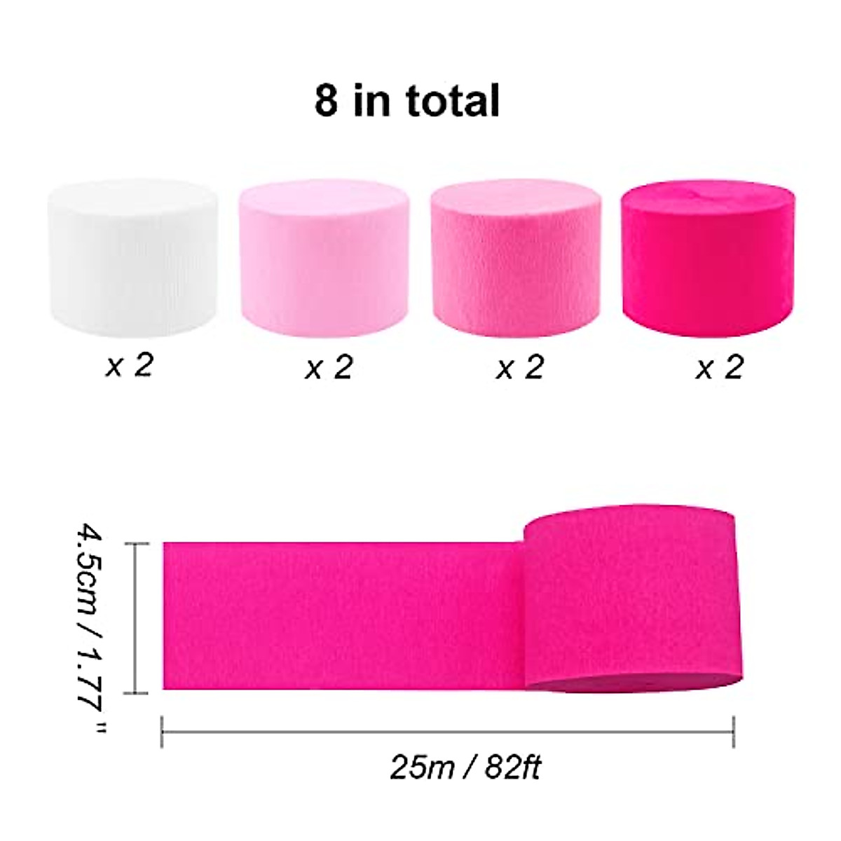 YSSAI Pink Party Decorations Pink Crepe Paper Streamers 8 Rolls 656 ft Tassels Streamer Garland Hanging Backdrops Decorations for Birthday Bachelorette Engagement Wedding Baby Shower Party Supplies