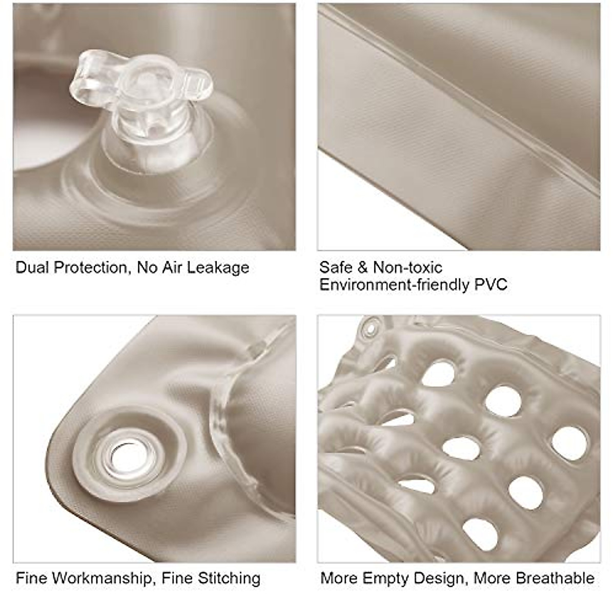 SUNSHINEMALL Inflatable Seat Cushion, Air Chair Cushions 19x19-inch PVC Square Seat Breathable and Comfortable for Office Chair, Car, Wheelchair and Home（19inch）