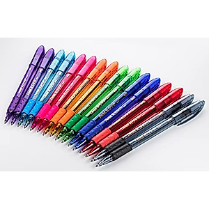 Pentel RSVP Medium Point Pens - Ballpoint - 1.0 mm - Clear Barrel - Assorted Ink Colors, Pack Of 16