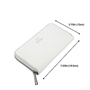 Fioretta Italian Genuine Leather Wallet For Women Credit Card Organizer Zip Around - White