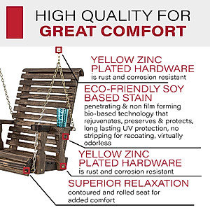 Amish Casual Heavy Duty Roll Back Pressure Treated Swing Chair with Cupholders (Dark Walnut Stain)