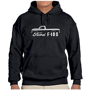 Maddmax Car Art 1973-77 Ford F100 Pickup Truck Classic Outline Design Hoodie Sweatshirt large black