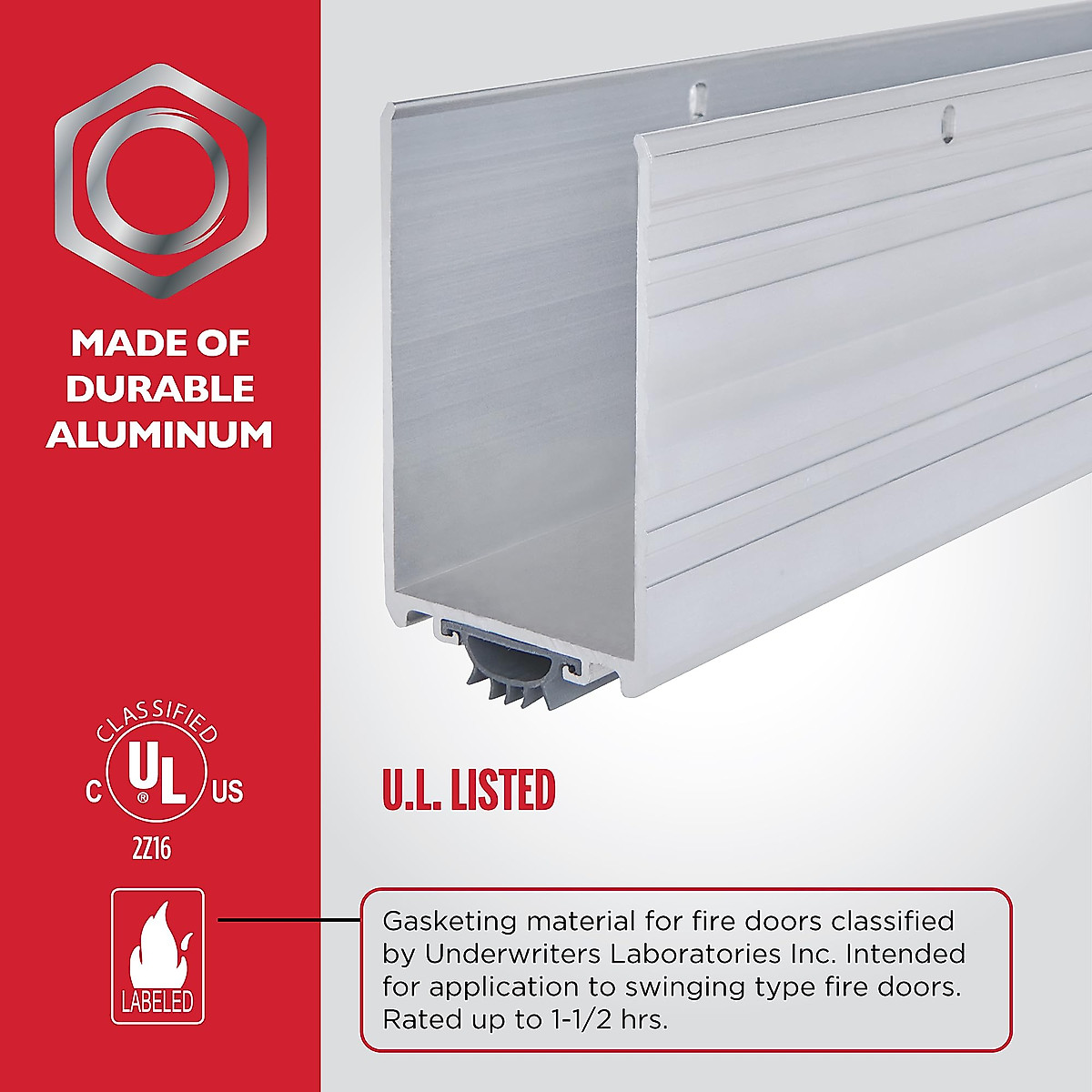 M-D Building Products 68593 1-3/4x36-Inch Aluminum Weatherstrip Door Bottom with Mill/Vinyl Finish