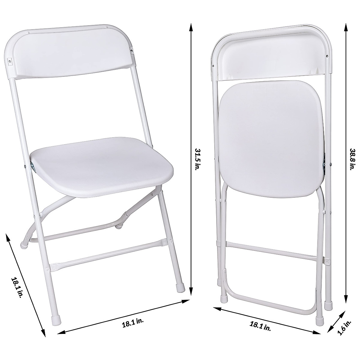 Signature Folding Plastic Chair with 500-Pound Capacity, White, 6-Pack