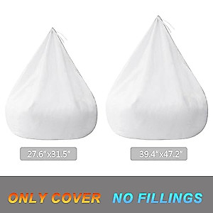 Bean Bag Chair Cover (No Filler) for Kids and Adults, Stuffable Zipper Beanbag Cover, Pets Dogs/Cats Lazy Beds, Stuffed Animal Storage, Lounger High Back Large Storage Sack