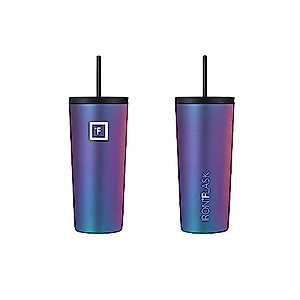 IRON °FLASK Classic Tumbler 2.0-2 Lids (Straw Flip), Vacuum Insulated Stainless Steel Water Bottle, Double Walled, Thermos Travel Mug - Aura, 24 Oz