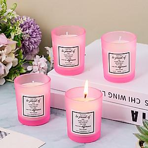 MTLEE 16 Pcs Candles for Home Soy Wax Scented Candle Jar Candles Gift for Women Thank You Gifts for Christmas Birthday Mother's Day Coworker Nurse Volunteer Teacher(Inspirational,Pink)