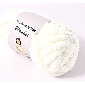 Chenille Chunky Yarn Arm Knitting Thick Bulky DIY for Knit Blanket Cushion Bed Sofa Home Decor (Ivory, 2-Pack, 0.5kg/1.1 lb, 48 Yards)