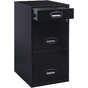 Hirsh Industries Space Solutions 3 Drawer Metal File Cabinet with Pencil Drawer Black
