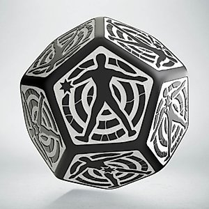Q-Workshop D12 Hit Location Black & White Die, Extra Large (26mm - 35mm)