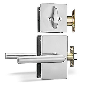 Berlin Modisch Passage Lever Door Handle and Single Cylinder Deadbolt Lock and Key Designer Series Lever Handle Set [Front Door or Office] Handleset Heavy Duty – Satin Nickel Finish