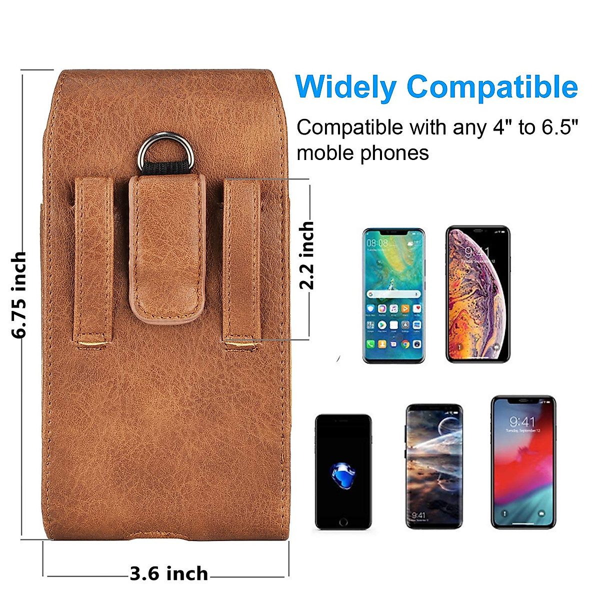Takfox Phone Holster for Samsung Galaxy S25 Ultra S24 Plus S23 S22 S21 FE 5G S20 S10 A03s A16 A15 A14 A13 A35 A56 A51 A71 5G, Note 20 J7 J3 Leather Cell Phone Pouch Belt Holder Carrying Case,Brown