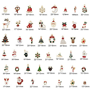 JJGrace 60Pcs Assorted Gold Plated Enamel Christmas Pendants Charms for Necklace Earring Bracelet DIY Jewelry Making and Crafting