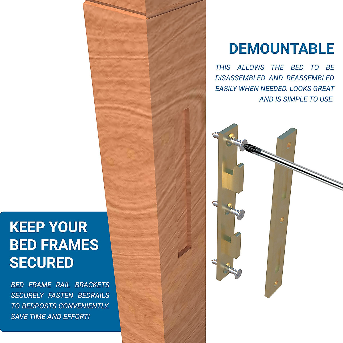 Set of 4 Pairs Rok Hardware 4" (102mm) Long Heavy Duty Steel Bed Rail Fasteners, Bed Rail Brackets, Zinc Plated, ROKBRF4