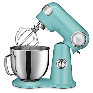 Cuisinart Stand Mixer, 12 Speed, 5.5 Quart Stainless Steel Bowl, Chef’s Whisk, Mixing Paddle, Dough Hook, Splash Guard w/ Pour Spout, Periwinkle Blue, SM-50BL