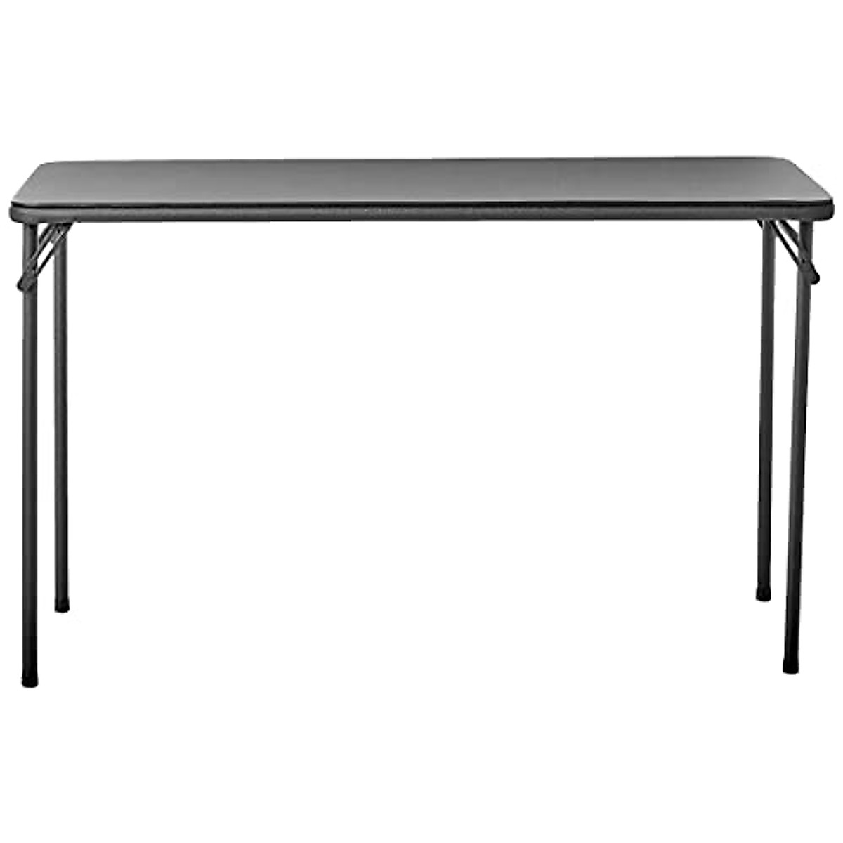 COSCO 20" x 48" Vinyl Top Folding Table & 6 Foot x 30 inch Fold-in-Half Blow Molded Folding Table, Black