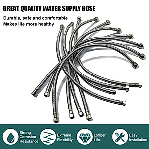【New Version】Faucet Water Supply Connector Line Braided Stainless Steel, Premium Faucet Supply Line 24 inch - 3/8 Female Compression Thread x 1/2 Female Iron Pipe Thread (10 Pack)