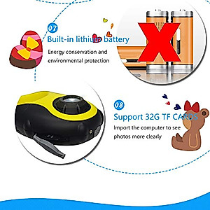 Vifemify Children Camera High Definition Dustproof Anti‑Fall Cartoon Mini Kid Camera Gray Toddler Camera Kids Camera Toy Camera