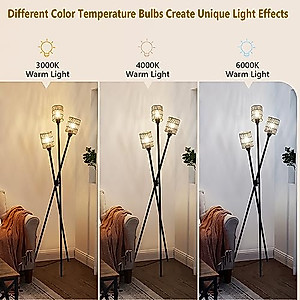 Stepeak Rattan Tripod Floor Lamp, Boho Farmhouse Floor Lamps for Living Room with ON/Off Foot Switch, 3-Lights Modern Standing Lamp with Rattan Shades, Wicker Tall Floor Lamp for Bedroom Office