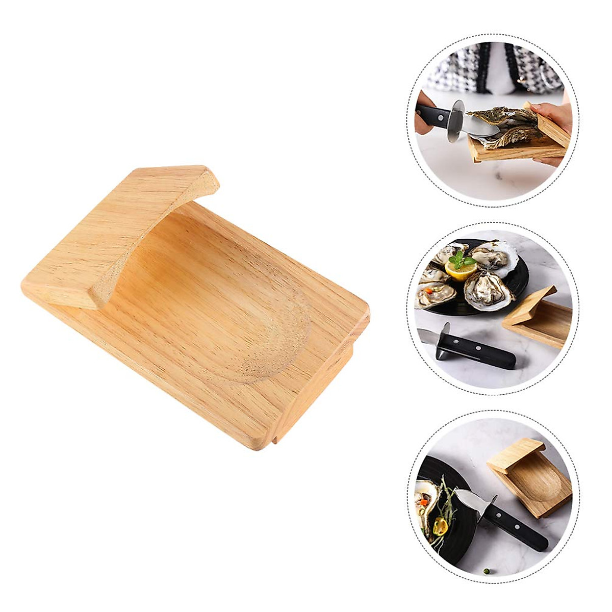 FRCOLOR Oyster Shucking Clamp, Wood Oyster Clamp Oyster Holder Opener Tools Oyster Opener ProtectiveTool for Seafood