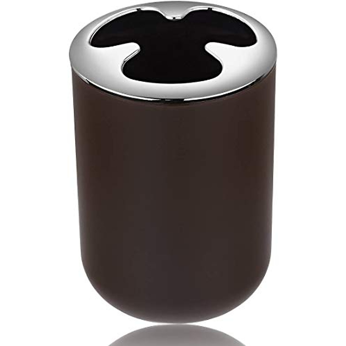 6 Pcs Plastic Bathroom Accessory Set Luxury Bath Accessories Bath Set Lotion Bottles, Toothbrush Holder, Tooth Mug, Soap Dish, Toilet Brush, Trash Can, Rubbish Bin (Brown)