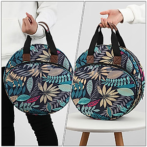 EXCEART Toiletry Organizer Embroidery Bag Portable Carrying Bag for Embroidery Project and Cross Tools Kits Supplies Tote Bag for Crafters and Lovers Blue Leaf Pattern Clothes Storage Bags