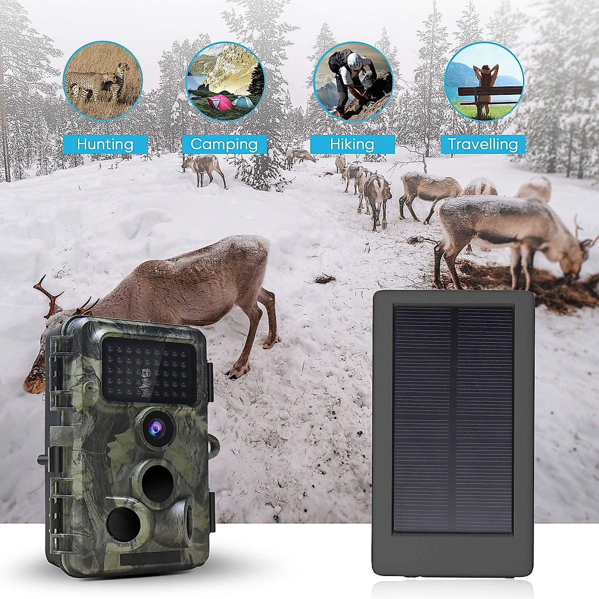 Solar Panel ECOVOX Trail Camera 2500mAh Solar Panel IP54 Waterproof Portable Charger Solar Power Bank Outdoor Power Supply for Hunting Game Cameras