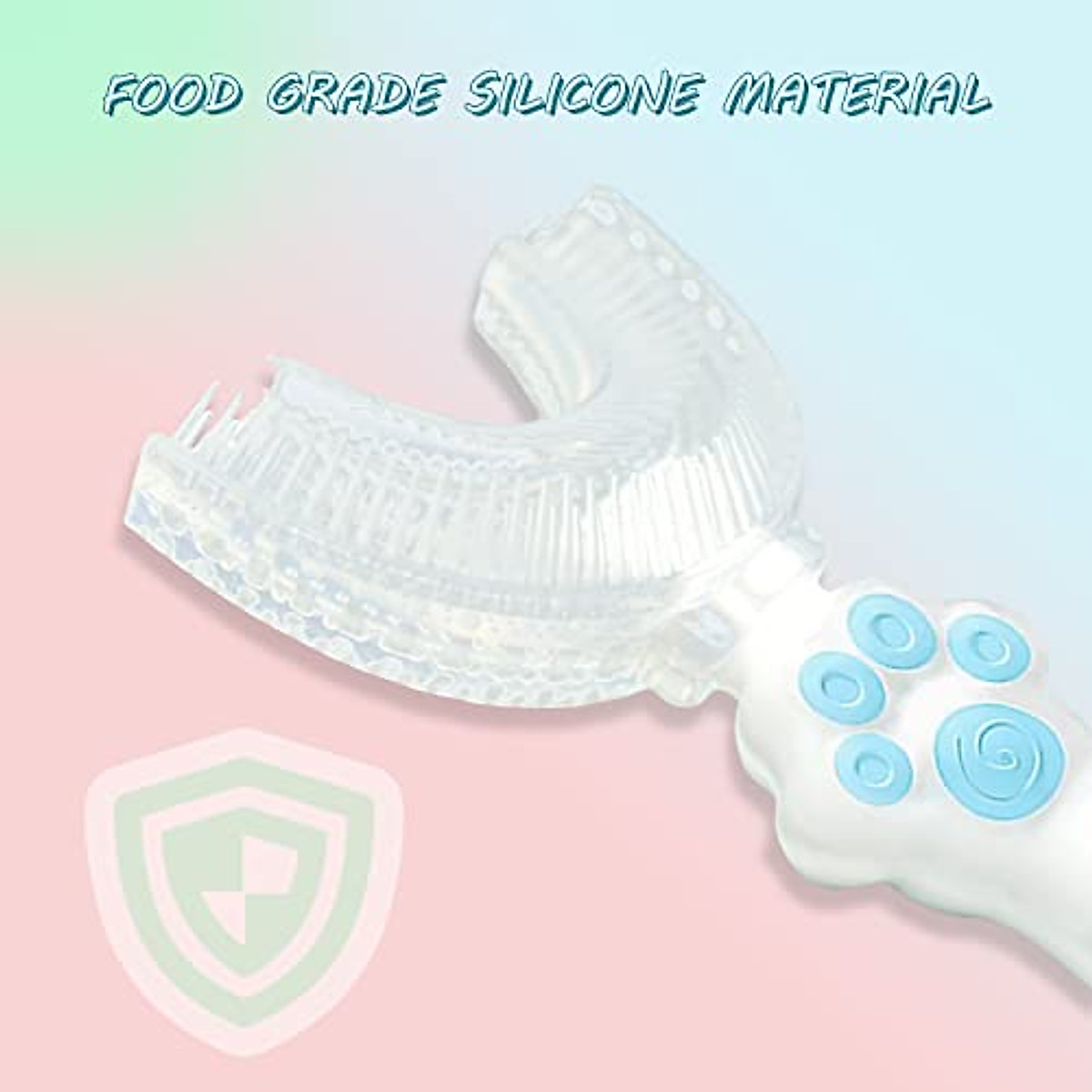 Dream Star U-Shaped Toothbrush Kids, 3 PCS Food Grade Soft Silicone Brush Head Toddler Toothbrush, 360° Oral Teeth Cleaning Design, Manual Full Mouth Toothbrush for Kids 6-12 Years Old (Blue)