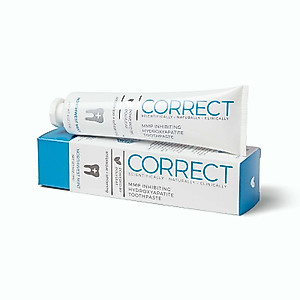 Correct MMP Inhibiting Hydroxyapatite Toothpaste, Created by Doctors + Dentists for Gum Health, Remineralizing Enamel, Whitening, Sensitive Teeth, Antiplaque, Fluoride Free, SLS Free, 4oz, Made in USA