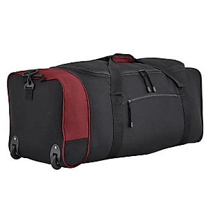 TPRC 32-Inch Collapsible Expandble Travel Rolling Duffel Bag, Black/Red