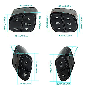 Steering Wheel Radio Volume Control Switch Buttons for Chevy Silverado Suburban for GMC Yukon Sierra,for Trailblazer Envoy, 4PCS Replaces# 21997738, 21997739, 1999442, 1999443