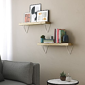 Wallniture Colmar 24" Floating Shelves for Wall Storage, Bookshelf Living Room Decor, Bathroom Shelf, Wall Shelves for Bedroom and Kitchen Set of 2, Burnt