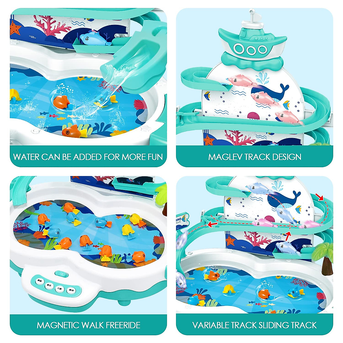 Eapura Fish Game| 3in1 Fishing Game Toys for Kids,34 PCS Fish Games Toys for Kids,Story-Toddler Preschool Learning Toys STEM Toys