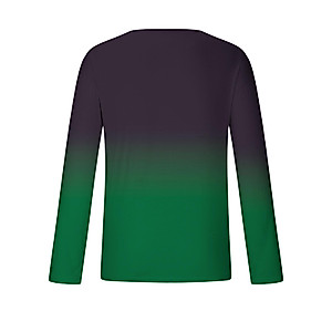 long sleeve tee shirts for men 2023 Mens Long Sleeve Shirts Casual Gradient Color Loose Pullover Graphic Tee Shirts Fall Fashion Athletic Sweatshirts mens black dress shirts long sleeve Green L