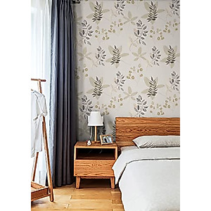 KAMTAIVOY 17.3in x 78.7in Peel and Stick Wallpaper Beige White Floral Contact Paper Removable Self-Adhesive Waterproof Flower Wallpaper Wall Mural Decoration for Bedroom Living Room