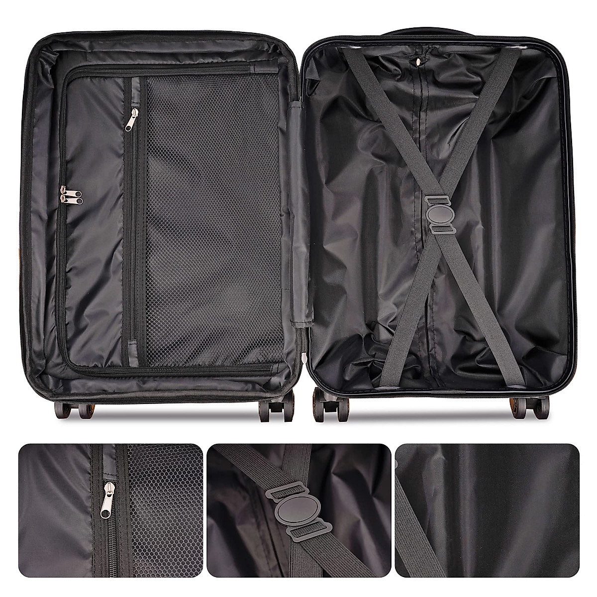 PRIMICIA GinzaTravel 3-Piece Luggage Sets Expandable Suitcases with 4 Wheels PC+ABS Durable Hardside Luggage sets TSA lock(White, 3-Piece Set(20"/25"/29"))