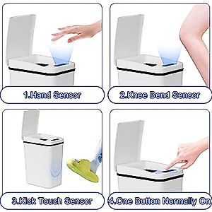 xfyoeg Bathroom Smart Touchless Trash Can 2.5 Gallon Automatic Motion Sensor Rubbish Can with Lid Electric Waterproof Narrow Small Garbage Bin for Kitchen, Office, Living Room, Toilet, Bedroom,
