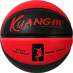 Kuangmi Personalized Basketball Fancy Streetball Indoor Outdoor (Size 7/29.5”) (Black Red+Name)