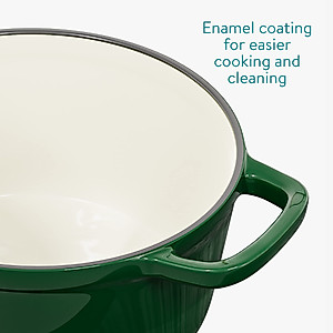 Navaris Enameled Cast Iron Dutch Oven - 2.6-Quart Enamel Coated Casserole Pot with Lid - Suitable for Oven and All Stovetops Incl. Induction - Green