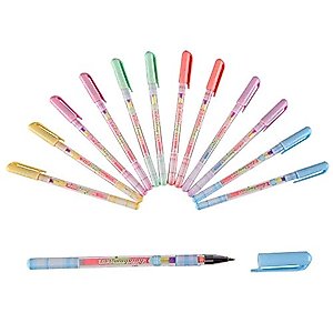 Ipienlee Rainbow Gel Ink Pens 0.8mm Multi Colored Gel Ink Rollerball Point Pen 6 Color in 1 Ombre Ink Draw Pen Assortment Set of 12