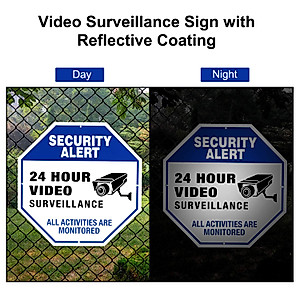 Video Surveillance Signs Outdoor - 10" x 10" Aluminum Rust Free Security Signs for Property, Metal Warning Sign for Home Business CCTV Security Camera - 2 Pack/Blue