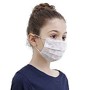 Vanecia 3-PLY Earloop Kids Disposable Face Mask, 6 Colors in One Box, Pink Yellow Green, White, Blue, Pattern for Boy and Girl (30-pcs)