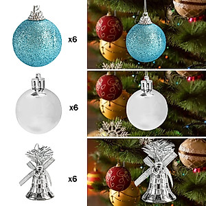 LoveInUSA 32 pcs Christmas Ball Ornaments, Tree Decorations for Xmas, Blue & Silver