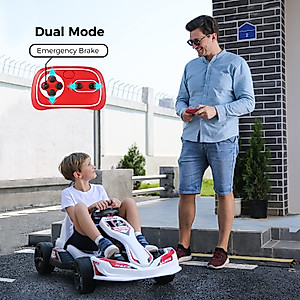 ELEMARA Electric Go Kart for Kids, 12V 2WD Battery Powered Ride On Cars with Parent Remote Control for Boys Girls,Toy Gift Vehicle with 2 Speed,Safety Belt,Music,UP to 70lbs, White