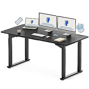 FLEXISPOT Dual Motors 4 Legs Standing Desk 63 x 30 Inch Adjustable Height Desk with Splice Board Home Office Computer Workstation Electric Sit Stand up Desk, Black Top + Black Frame