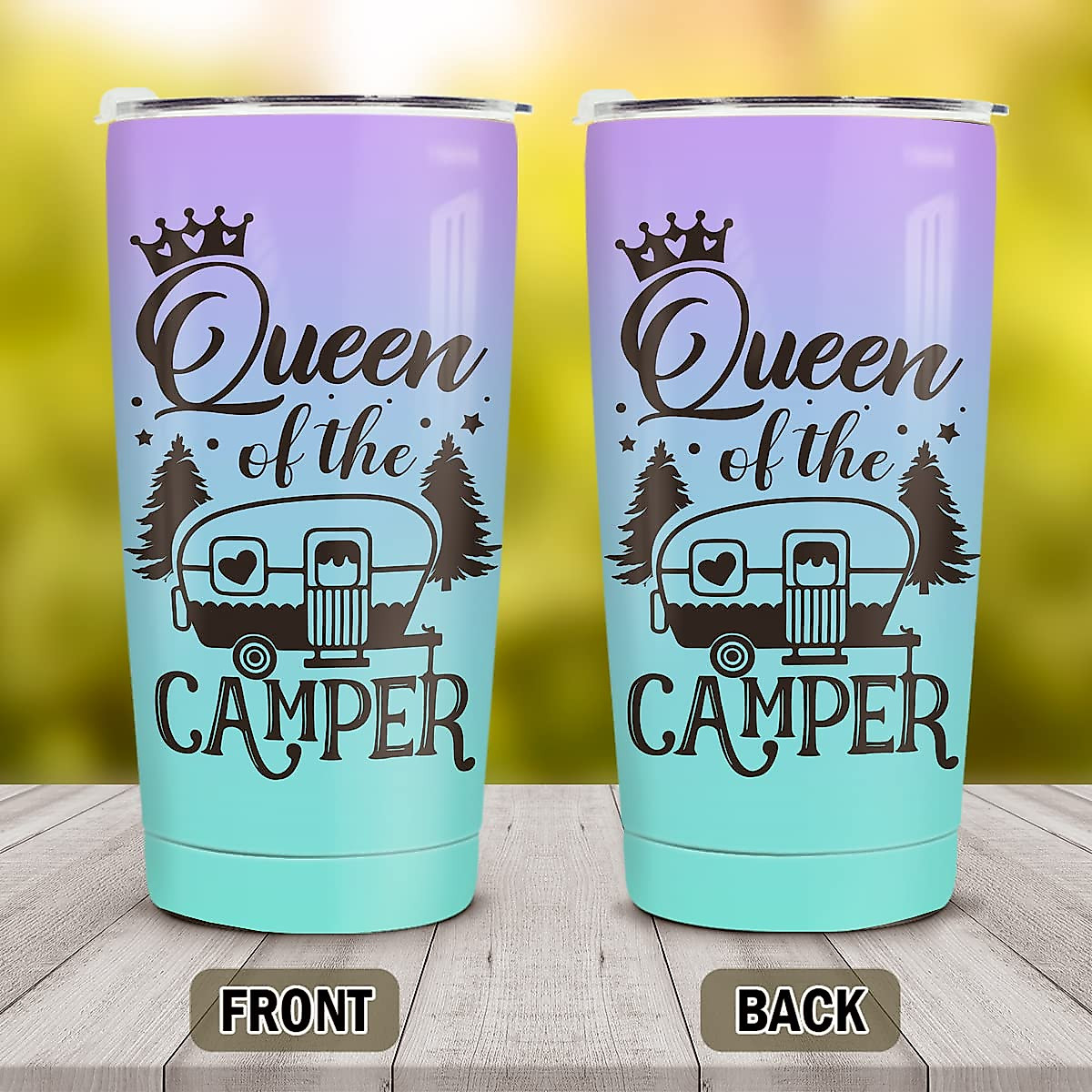 winorax Queen of The Camper Tumbler Camping Gifts For Campers Woman from Husband Boyfriend Sisters Best Friend Coffee Cup with Lid 20oz Stainless Travel Mug