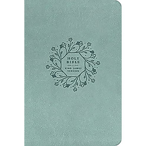 KJV Large Print Premium Value Thinline Bible, Filament Enabled (LeatherLike, Floral Wreath Teal, Red Letter)