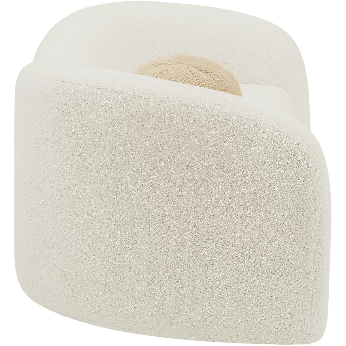 Meridian Furniture 186Cream-L Kali Collection Modern | Contemporary Loveseat with Soft Cream Faux Shearling Teddy Fabric, Curved Back, 62" W x 33" D x 27" H, Cream