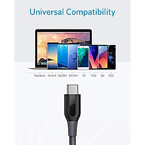 USB C Cable, Anker Powerline+ USB-C to USB-A [10ft], Double-Braided Nylon Fast Charging Cable, for Samsung Galaxy S10/ S9 / S9+ / S8 / S8+ / Note 8, LG V20 / G5 / G6, and More (Gray)